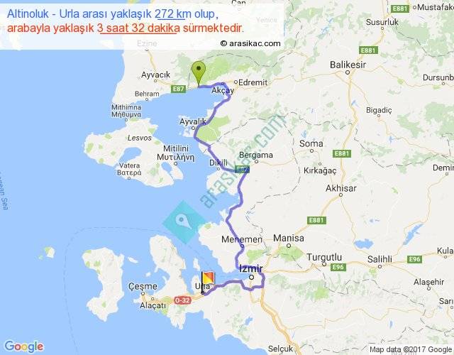 Altinoluk Urla arası kaç km, saat