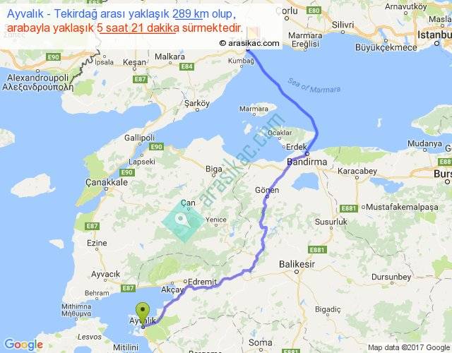 Ayvalık Tekirdağ arası kaç km, saat Ayvalık Tekirdağ arası kaç km, saat