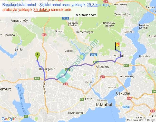 Başakşehir İstanbul Şişli İstanbul arası kaç km, saat Başakşehir İstanbul Şişli İstanbul arası kaç km, saat