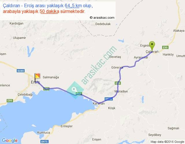 Çaldıran Erciş arası kaç km, saat Çaldıran Erciş arası kaç km, saat