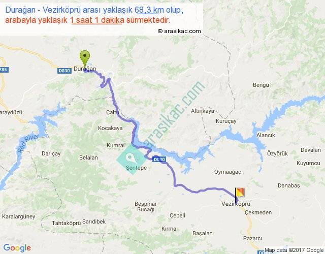 Durağan Vezirköprü Arası Kaç Km Saat