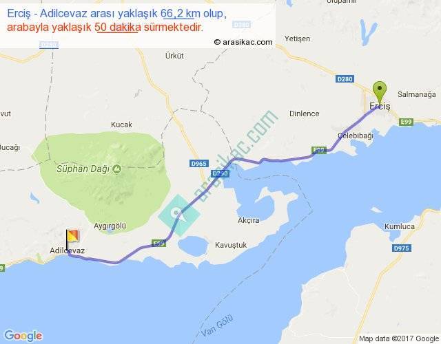 Erciş Adilcevaz arası kaç km, saat Erciş Adilcevaz arası kaç km, saat