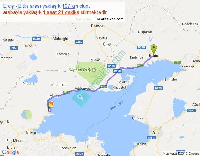 Erciş Bitlis arası kaç km, saat Erciş Bitlis arası kaç km, saat