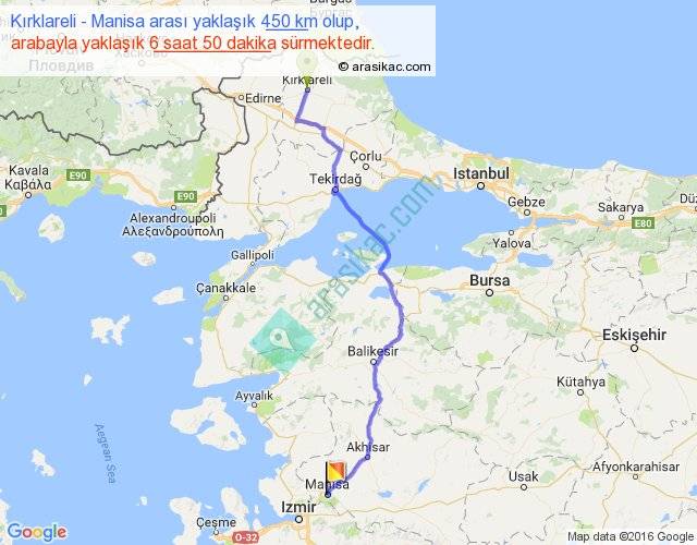Kırklareli Manisa arası kaç km, saat Kırklareli Manisa arası kaç km, saat