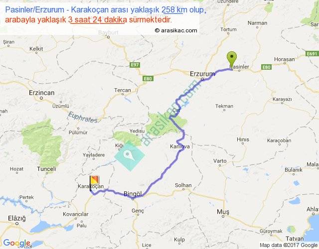 Pasinler Erzurum Karakoçan arası kaç km, saat Pasinler Erzurum Karakoçan arası kaç km, saat