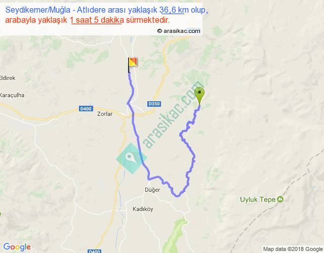 Seydikemer Muğla Atlıdere arası kaç km, saat Seydikemer Muğla Atlıdere arası kaç km, saat