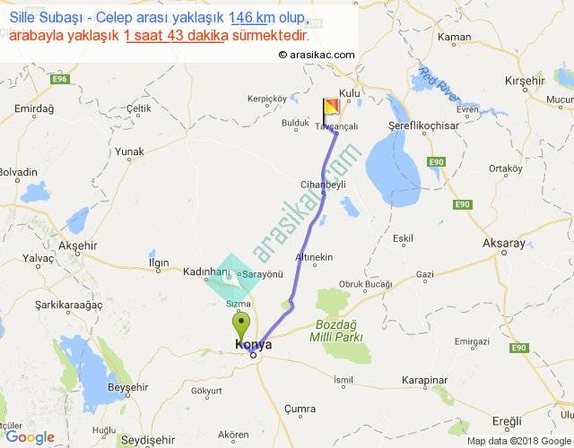 Sille Subaşı Celep arası kaç km, saat