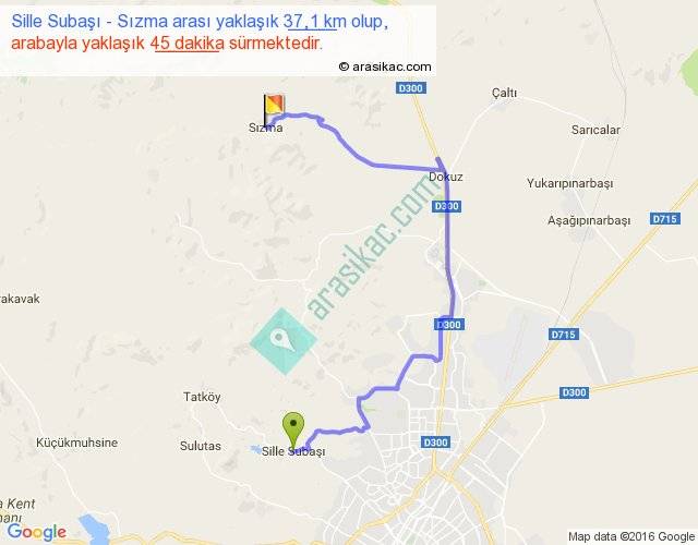 Sille Subaşı Sızma arası kaç km, saat