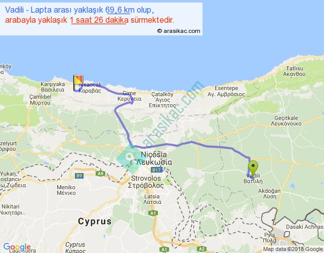 Vadili Lapta arası kaç km, saat