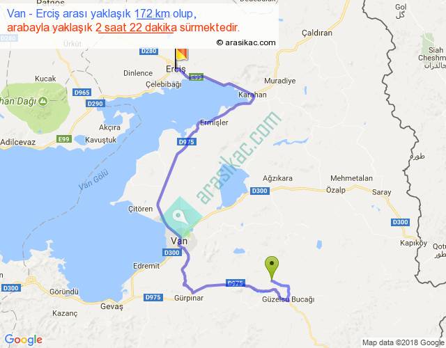 Van Erciş arası kaç km, saat Van Erciş arası kaç km, saat