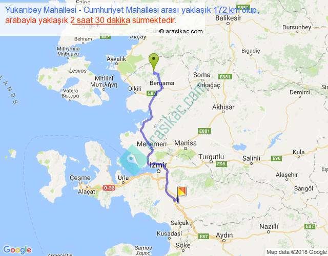 Yukarıbey Mahallesi Cumhuriyet Mahallesi arası kaç km, saat Yukarıbey Mahallesi Cumhuriyet Mahallesi arası kaç km, saat